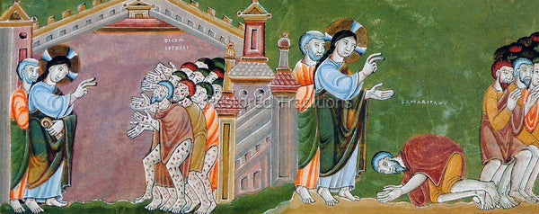Jesus Heals Ten Lepers, Illuminated Manuscript | Stock Art - Restored ...