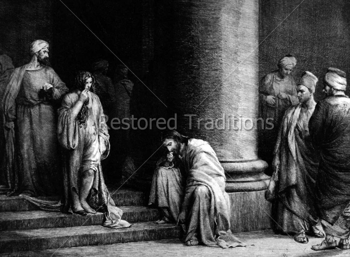 Jesus Christ and the Sinner | High Resolution Stock Art - Restored ...