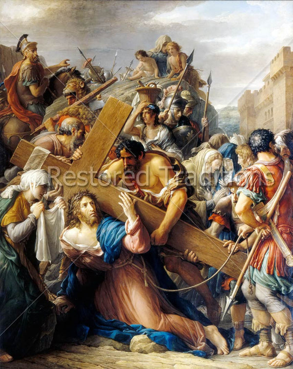 Jesus Falls Under the Weight of the Cross | Religious Stock Art ...