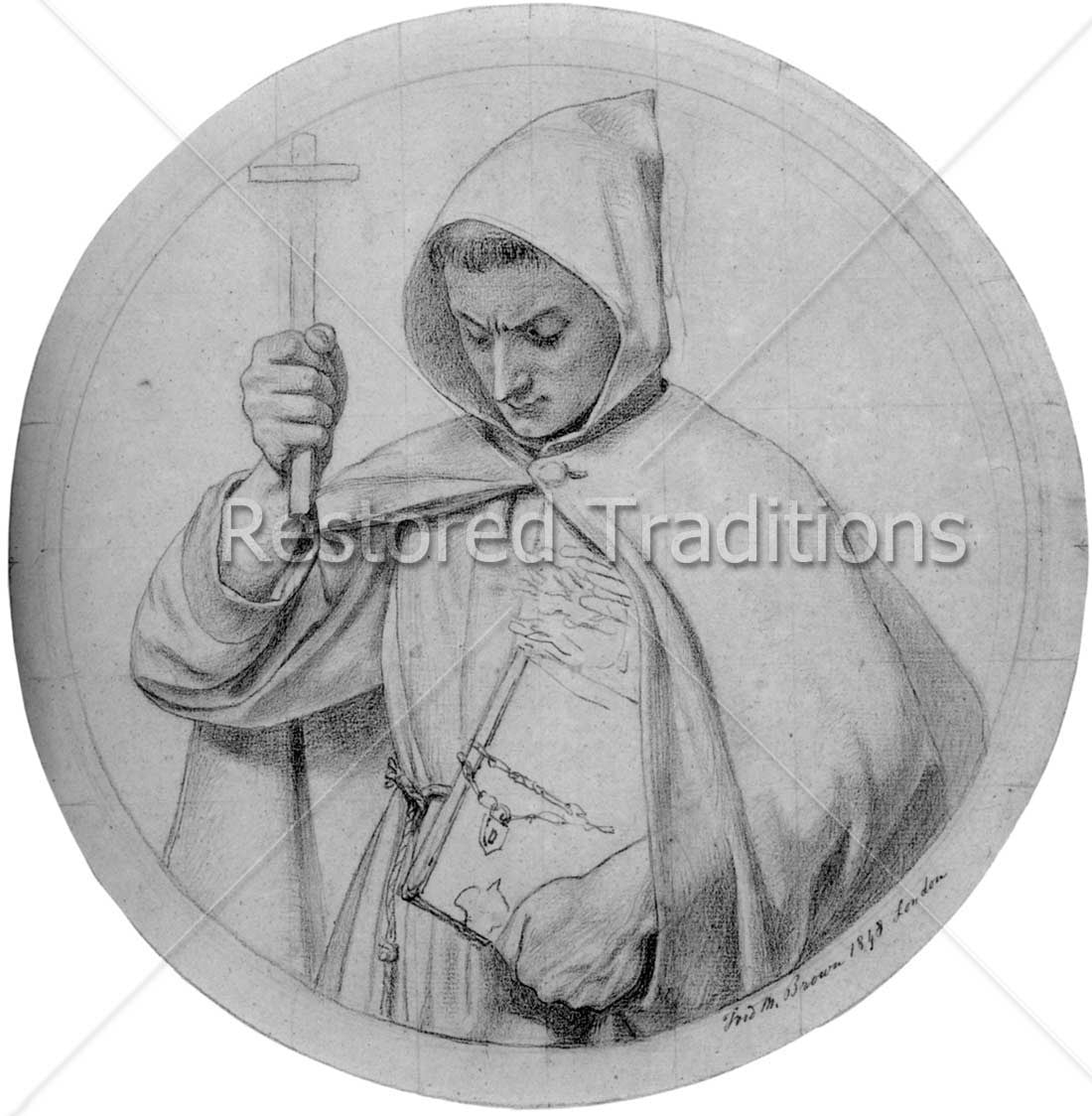 Portrait of a Monk, Brown | High Resolution Stock Art - Restored Traditions