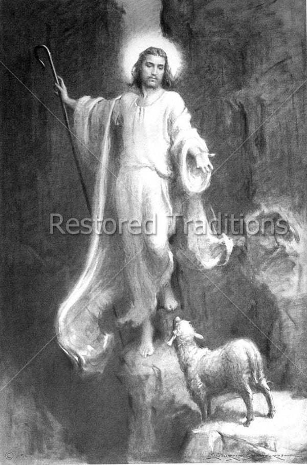 The Divine Shepherd, by Chambers | Hi-Res Stock Art Image - Restored ...