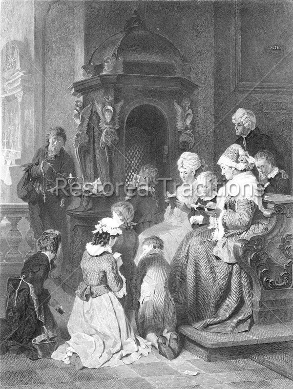 The Confessional | Antique Illustration in High Resolution - Restored ...