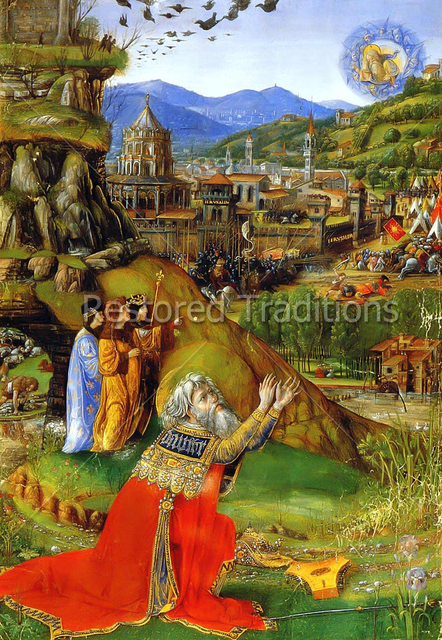High-Res Biblical Art | King David Kneeling Before God and Praying ...