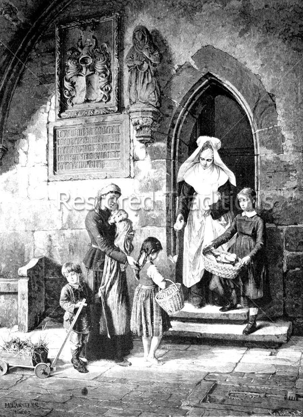 High Resolution Image | Nun Giving Food to Poor - Restored Traditions