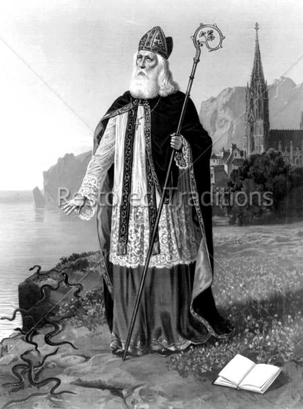 Stock Art Image | St. Patrick Driving Snakes Out of Ireland - Restored ...